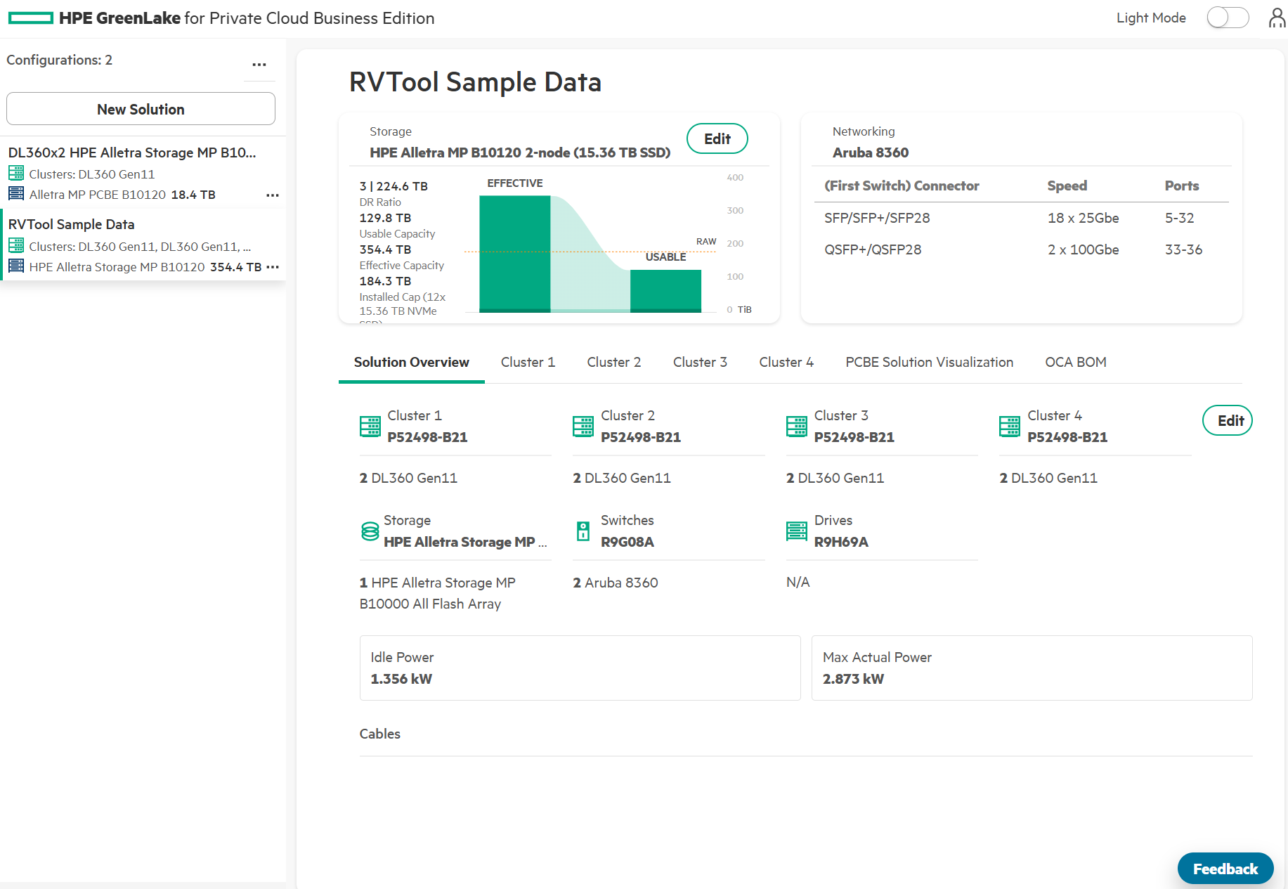 HPE GreenLake for Private Cloud Business Edition Sizer